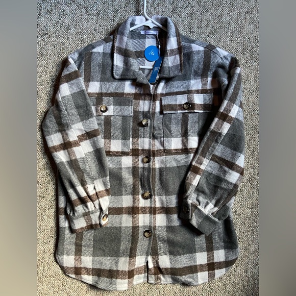 Jackets & Coats | Shein Shacket Plaid Button Up New With Tags Brown ...